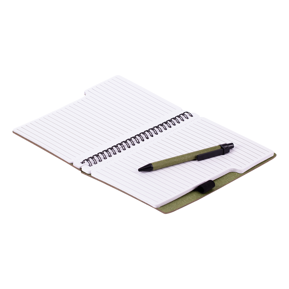 TELDE eco notebook with lined pages and pen, green | Promolog